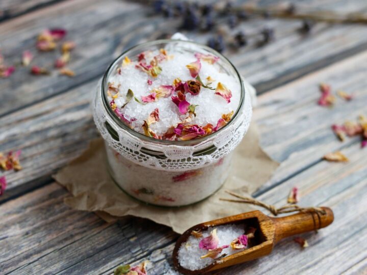 How to make Rose Bath Salts - easy DIY recipe - Lavender Gypsy